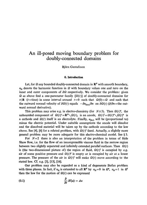 Pdf An Ill Posed Moving Boundary Problem For Doubly Connected Domains