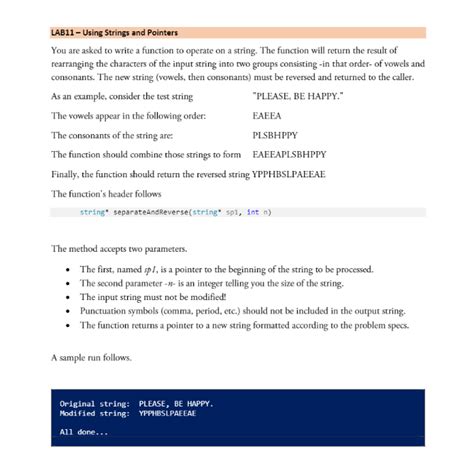 Solved Lab11 Using Strings And Pointers You Are Asked To