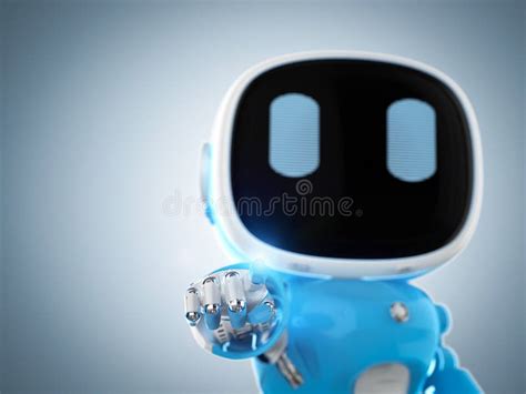 Blue Robotic Assistant Or Artificial Intelligence Robot With Full Body