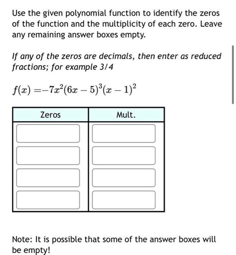 solved use the given polynomial function to identify the