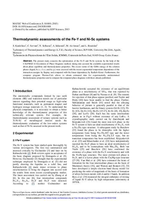 pdf thermodynamic assessments of the fe y and ni sc systems