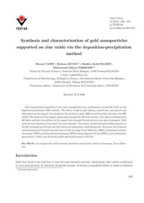 Pdf Synthesis And Characterization Of Gold Nanoparticles Synthesis And Characterization