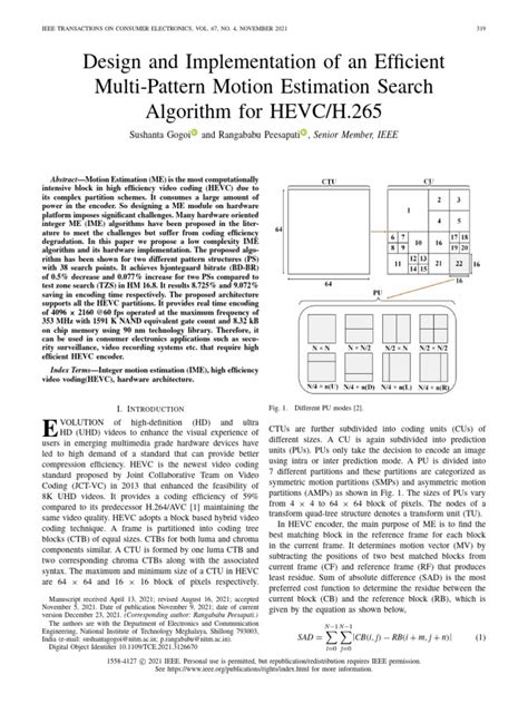 Design And Implementation Of An Efficient Multi Pattern Motion Estimation Search Algorithm For
