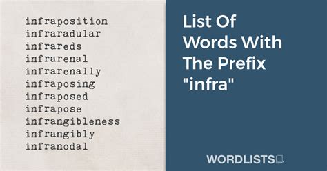 List Of Words With The Prefix Infra