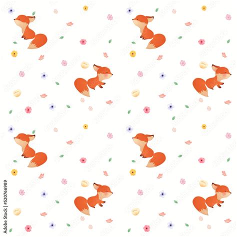 Cute Fox Pattern Stock Vector Adobe Stock