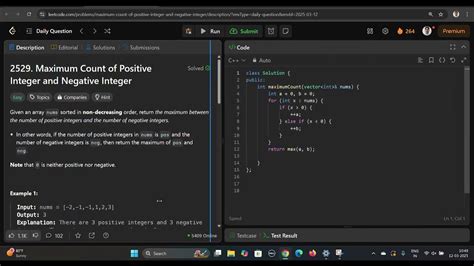 Maximum Count Of Positive Integer And Negative Integerleetcode Potd
