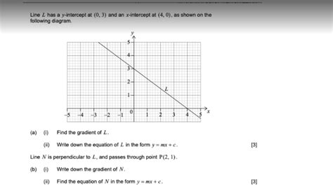 Solved Line L Has A Y Intercept At 0 3 And An X Intercept