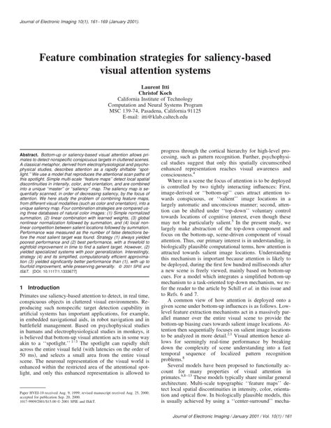 Pdf Feature Combination Strategies For Saliency Based Visual