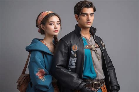 Young Couple Modeling Characters Premium Ai Generated Image