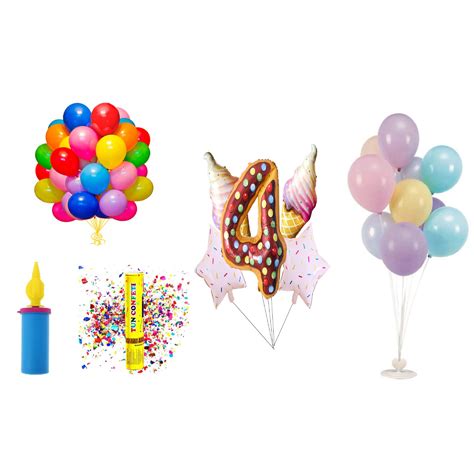 Комплект балони за рожден ден 4 години модел поничка 65 бр Emag Bg