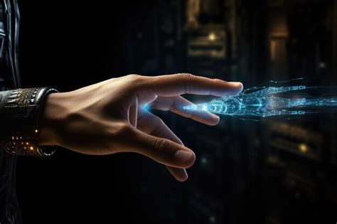 Premium Photo A Persons Hand Reaching Out To Touch A Glowing Object Creating A Captivating And