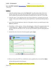 Lab Kinematics Docx Lab D Kinematics Name Go To The PHET