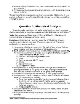 Creating The AP Synthesis Rhetorical Analysis Argument Questions