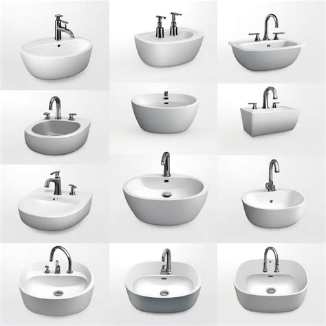 Sink Vector Set White Background Isolated Premium AI Generated Vector