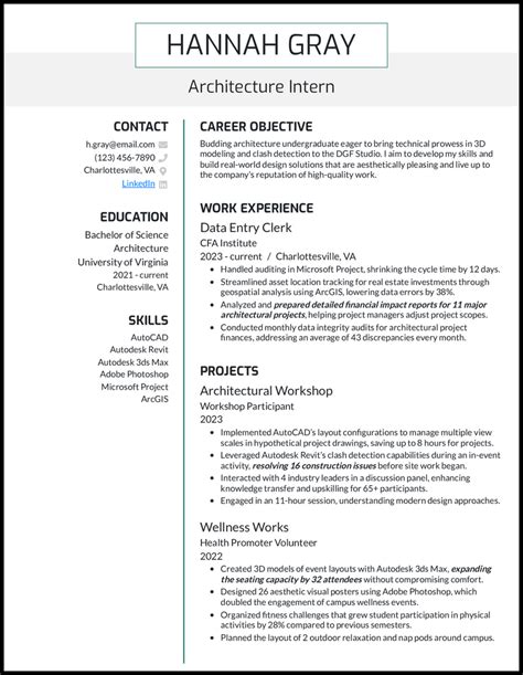 5 Architecture Intern Resume Examples For 2026