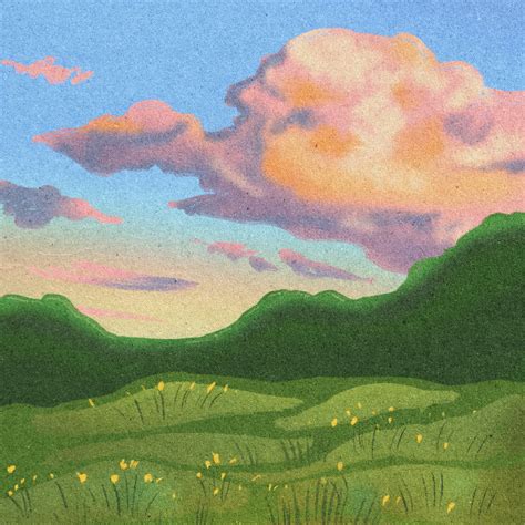 Иллюстрация Пейзаж в стиле 2d декоративный компьютерная графика