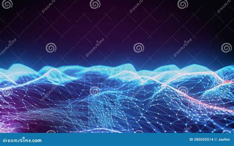 digital data of particle wave and network connection stock illustration