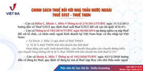chính sách thuế đối với nhà thầu nước ngoài thuế giá trị gia tăng