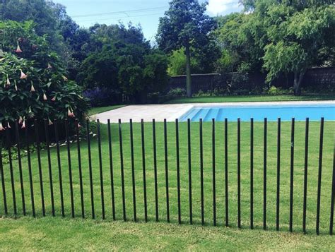 Steel Rod Pool Fence By Pml Landscapes Aluminum Pool Fence Backyard