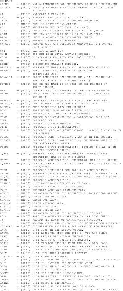 Ca7 Command Complete List Pdf Graph Theory Computer Data