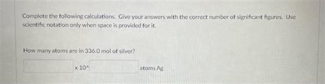 Solved Complete The Following Calculations Give Your Chegg
