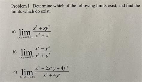 solved problem i determine which of the following limits