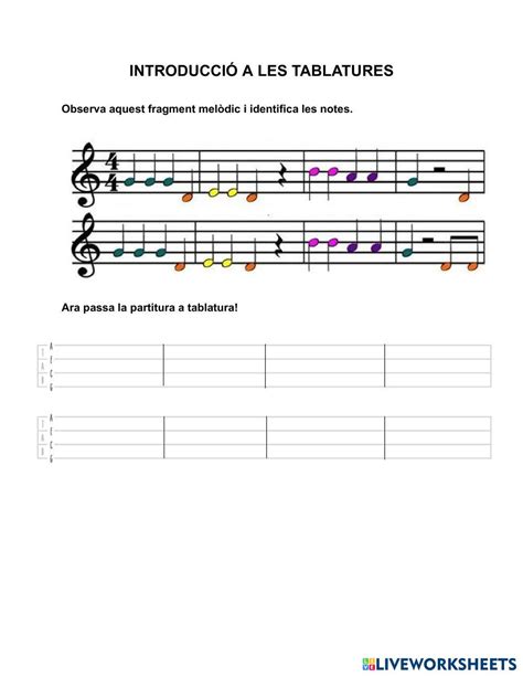 Tablatures Ukelele 1 Live Worksheets
