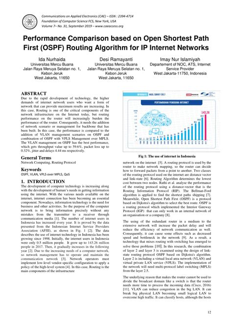 PDF Performance Comparison Based On Open Shortest Path First OSPF Routing Algorithm For IP