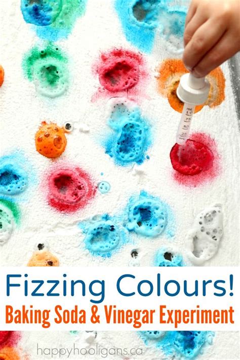 Baking Soda And Vinegar Fizzing Colors Experiment Happy Hooligans