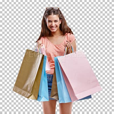 Shopping Bag Woman And Portrait Of A Model With Retail Discount And