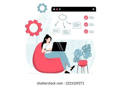 Saas Concept People Scene Flat Design Stock Vector Royalty Free 2221529271 Shutterstock