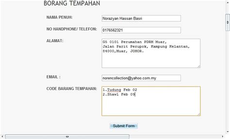 Contoh Borang Order Barang Pippa Davidson Contoh Borang Order Barang Pippa Davidson