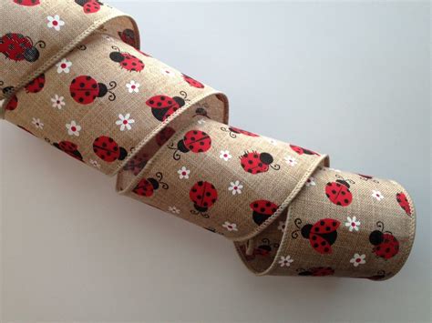 Ladybug Ribbon Wired Ribbon Nature Decor Ribbon Colors