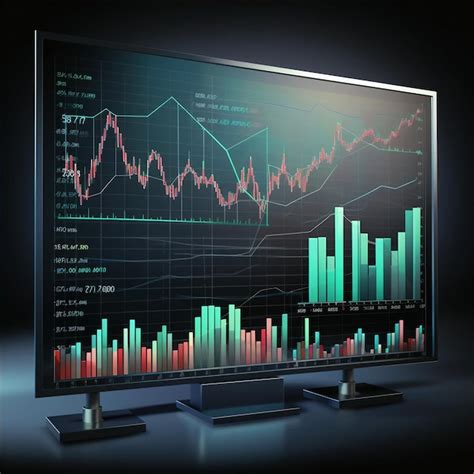 Financial Data Analysis On Computer Screen Dynamic Business Graphs In Dark Colors Premium Ai