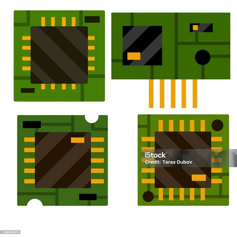 Chip Aksesori Komputer Microchip Hijau Ikon Mikroprosesor Dan