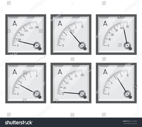 Vetor Stock De Analog Ammeter Icons Electrical Measuring Instruments