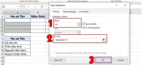 hướng dẫn cách sử dụng data validation trong excel có ví dụ