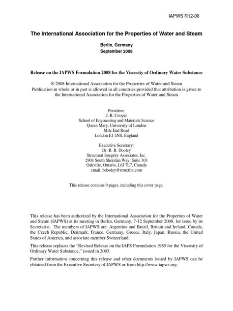 Iapws Viscosity Of Water And Steam Download Free Pdf Viscosity