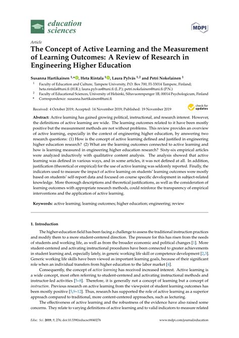 PDF The Concept Of Active Learning And The Measurement Of Learning Outcomes A Review Of