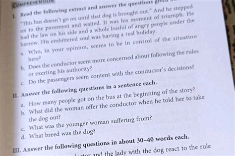 1 Read The Following Extract And Answer The Questions Given This Bus