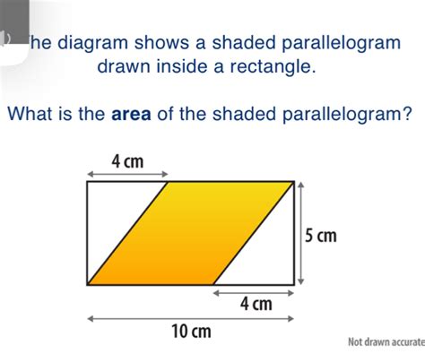Solved He Diagram Shows A Shaded Parallelogram Drawn Inside A Rectangle What Is The Area Of Th