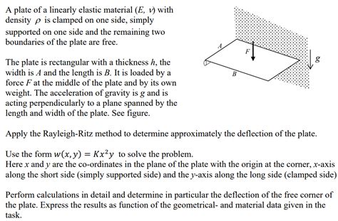 Solved A Plate Of A Linearly Elastic Material E V With Chegg