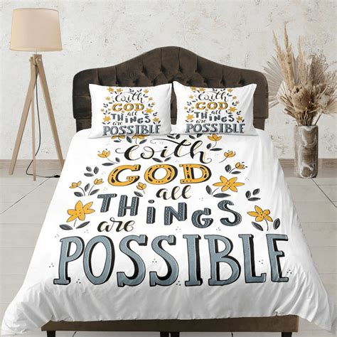 Scripture Quote Duvet Cover Set Inspirational Bedspread Custom Size