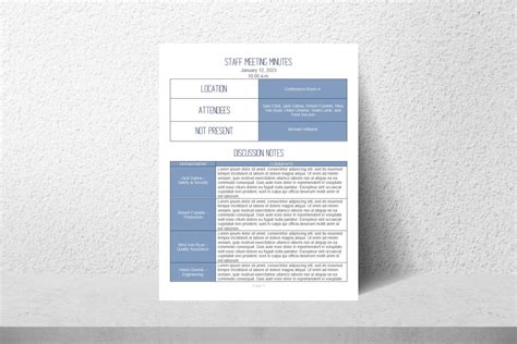 Meeting Minutes Template Word Document Fillable Form Etsy