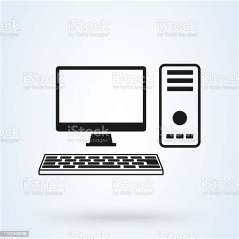 데스크톱 컴퓨터 평면 스타일입니다 벡터 일러스트 레이 션 아이콘 흰색 배경에 고립입니다 0명에 대한 스톡 벡터 아트 및 기타 이미지 0명 개념 개념과 주제 Istock