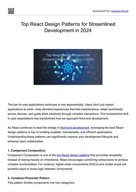 Top React Design Patterns For Streamlined Development In 2024 Pdf