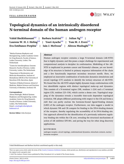 Pdf Topological Dynamics Of An Intrinsically Disordered N‐terminal Domain Of The Human