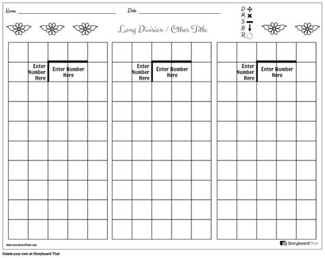 Long Division 8 Storyboard Par Worksheet Templates