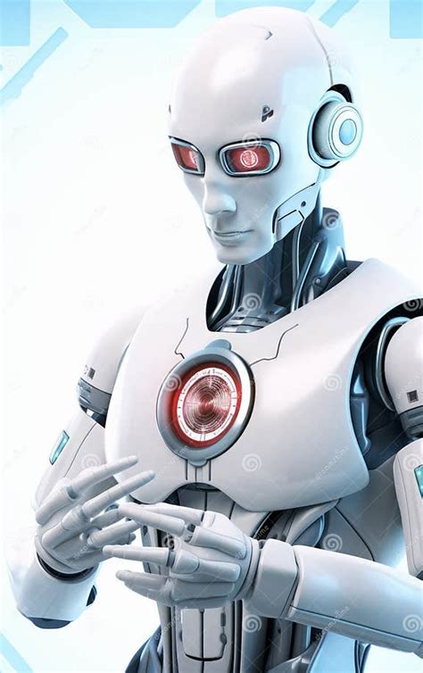 Futuristic Humanoid Robot With Advanced Optical Sensors Stock