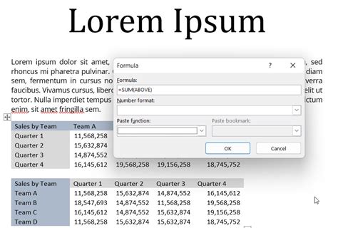 Using Excel Formulae In Word ValuSource Support